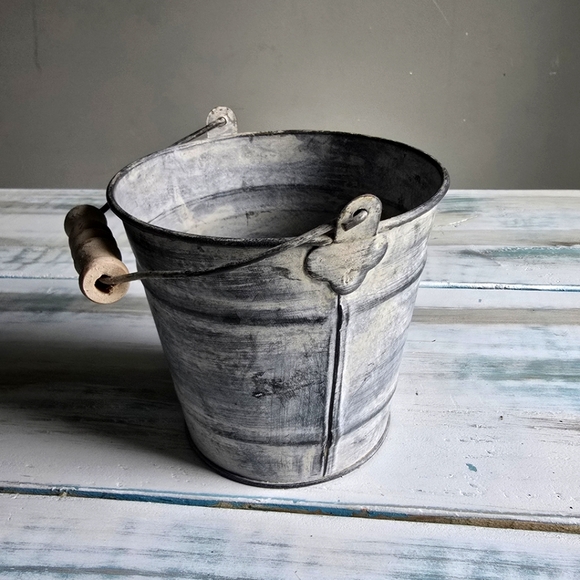 Accents | Vintage Galvanized Tin Bucket Bowl Dish With Handle Rustis ...